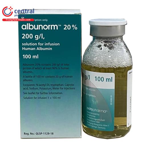 [CHÍNH HÃNG] Thuốc Albunorm 20% 100ml điều trị giảm Albumin huyết