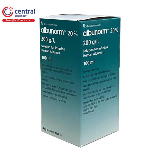[CHÍNH HÃNG] Thuốc Albunorm 20% 100ml điều trị giảm Albumin huyết