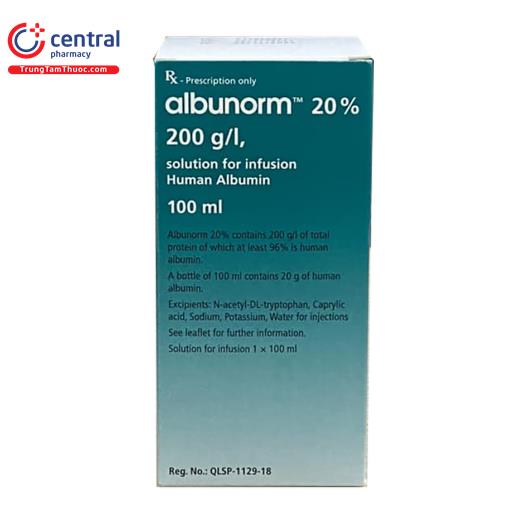 [CHÍNH HÃNG] Thuốc Albunorm 20% 100ml điều trị giảm Albumin huyết