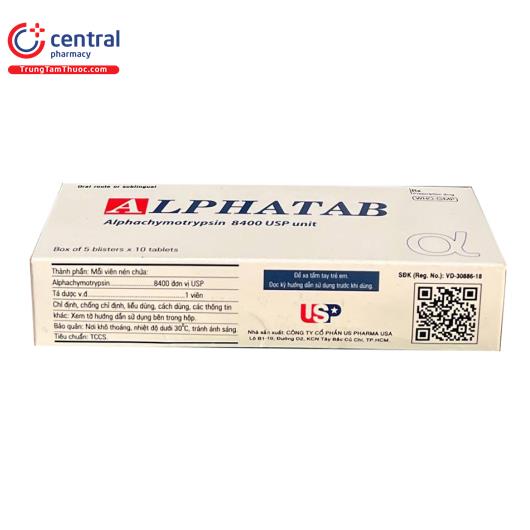 [CHÍNH HÃNG] Thuốc Alphatab 8400 USP chống viêm, giảm phù nề