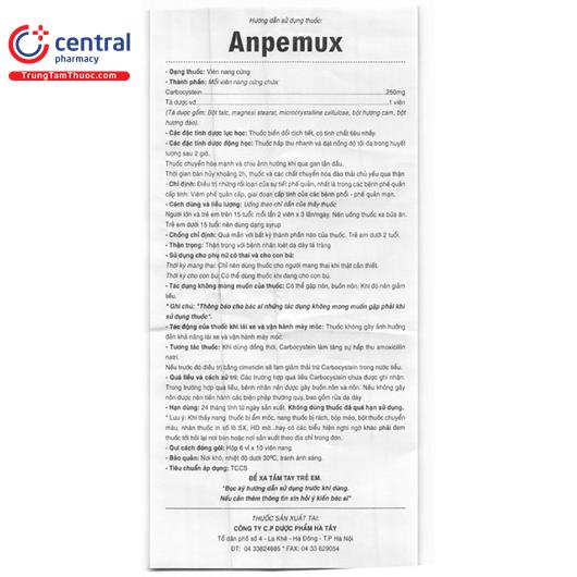 [CHÍNH HÃNG] Thuốc Anpemux 250mg điều trị tăng tiết dịch phế quản