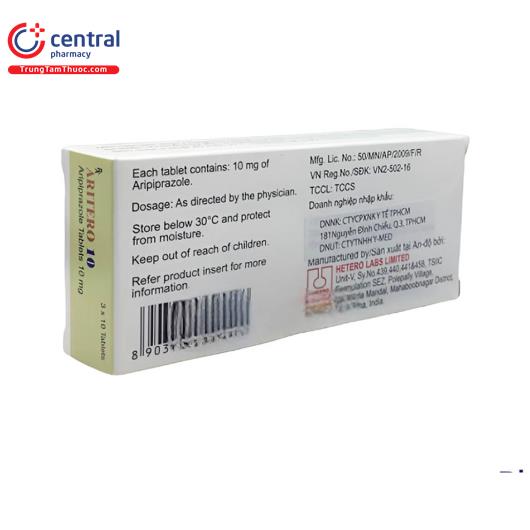 [CHÍNH HÃNG] Thuốc Aritero 10 điều trị bệnh lý tâm thần phân liệt.
