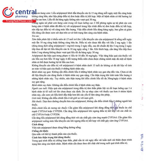 [CHÍNH HÃNG] Thuốc Aritero 10 điều trị bệnh lý tâm thần phân liệt.