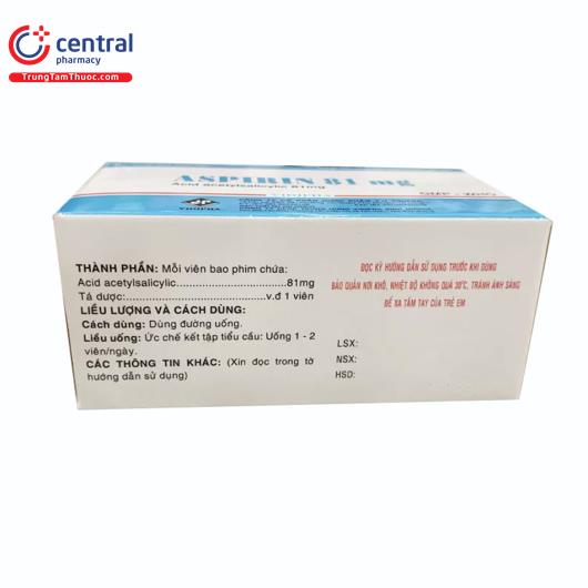 [CHÍNH HÃNG] Thuốc Aspirin 81mg Vidipha - dự phòng đột quỵ