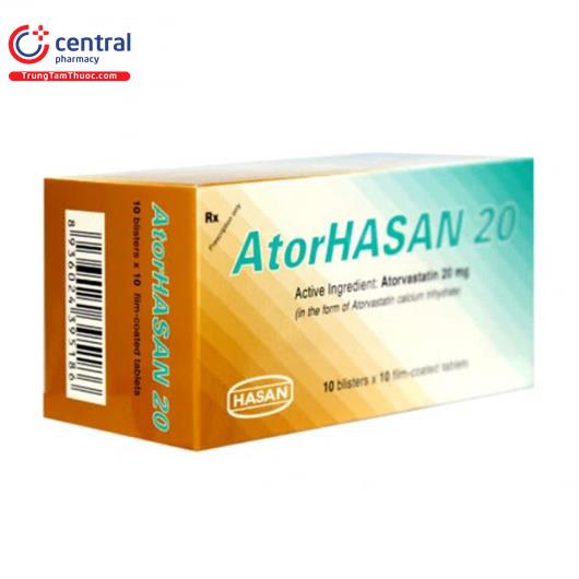 [CHÍNH HÃNG] Thuốc AtorHASAN 20mg điều trị giảm cholesterol máu