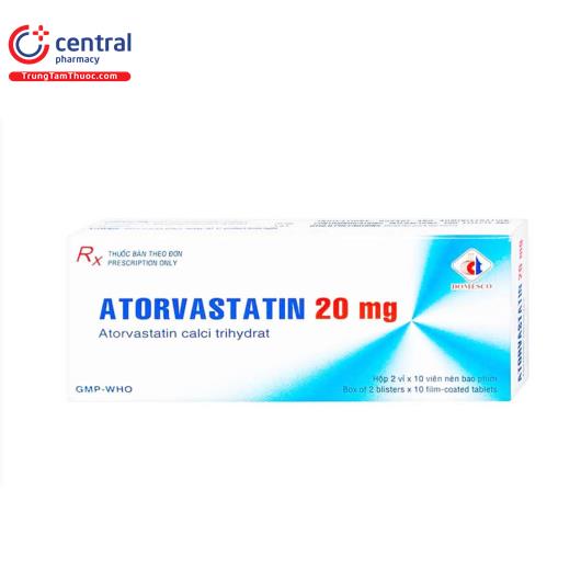 [CHÍNH HÃNG] Thuốc Atorvastatin 20 mg Domesco hạ mỡ máu hiệu quả