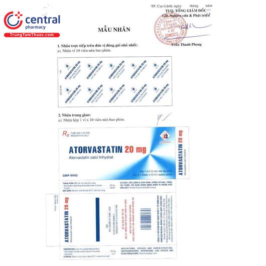 [CHÍNH HÃNG] Thuốc Atorvastatin 20 mg Domesco hạ mỡ máu hiệu quả