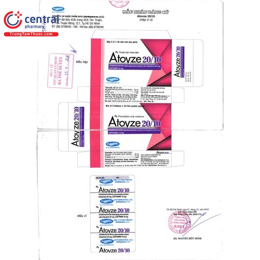 [CHÍNH HÃNG] Thuốc Atovze 20/10 giúp hạ cholesterol máu
