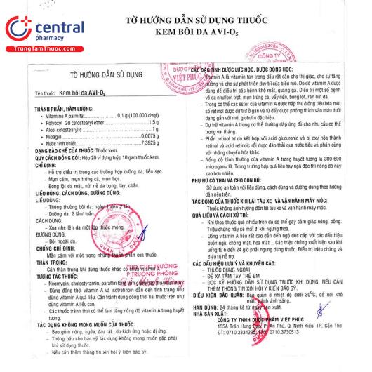 [CHÍNH HÃNG] Kem bôi da AVI-O5 - thuốc điều trị mụn trứng cá