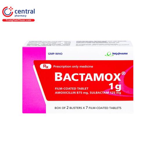 [CHÍNH HÃNG] Thuốc Bactamox 1g dùng trong các trường hợp nhiễm khuẩn