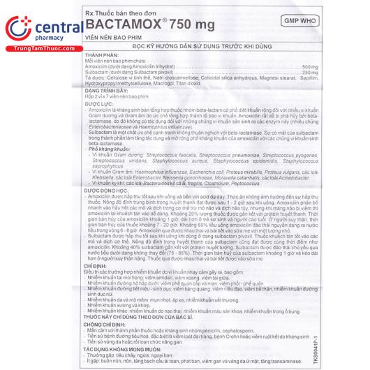 [CHÍNH HÃNG] Thuốc Bactamox 750mg điều trị tình trạng nhiễm khuẩn
