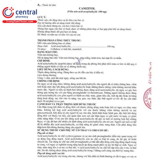 [CHÍNH HÃNG] Thuốc Camzitol 100mg dự phòng đột quỵ hiệu quả
