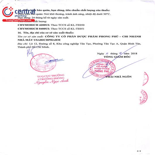 [CHÍNH HÃNG] Thuốc Chymorich 8400 UI-Điều trị phù sau hậu phẫu.