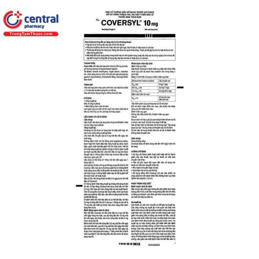 Thuốc Coversyl 10mg: tác dụng, cách dùng, lưu ý khi sử dụng