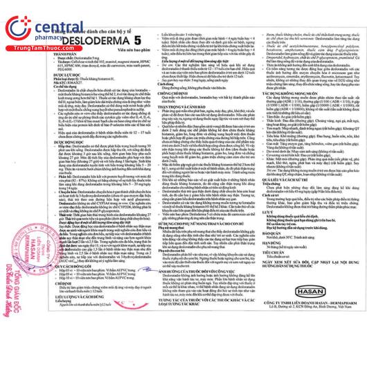 [CHÍNH HÃNG] Thuốc Desloderma 5 Hasan điều trị dị ứng, mề đay