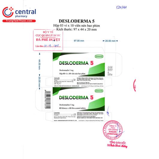 [CHÍNH HÃNG] Thuốc Desloderma 5 Hasan điều trị dị ứng, mề đay