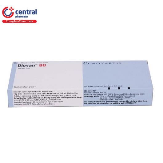 Thuốc Diovan 80 (Valsartan 80mg): tác dụng, liều dùng, lưu ý