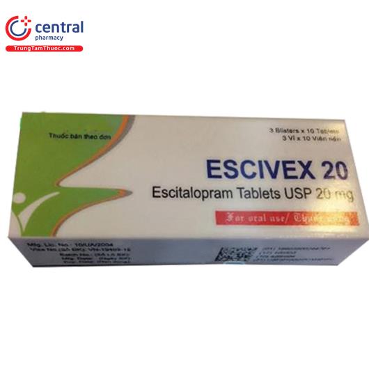 [CHÍNH HÃNG] Thuốc Escivex 20 điều trị trầm cảm và rối loạn lo âu