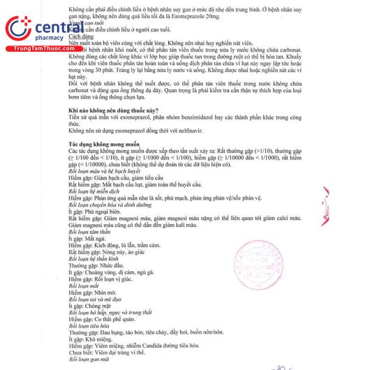 [CHÍNH HÃNG] Thuốc Esotrax 20 - Điều trị tăng tiết acid dạ dày