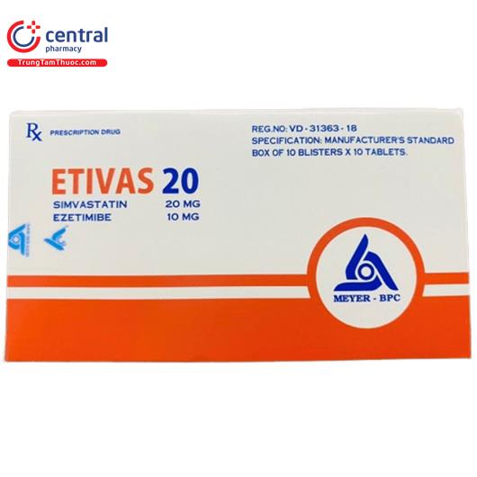 [CHÍNH HÃNG] Thuốc Etivas 20 giảm nồng độ cholesterol toàn phần