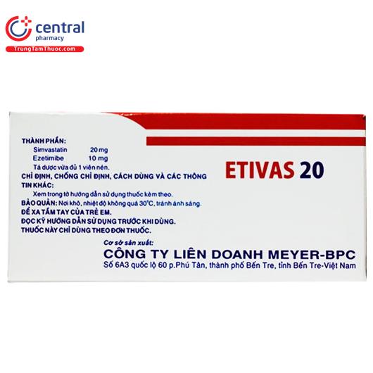 [CHÍNH HÃNG] Thuốc Etivas 20 giảm nồng độ cholesterol toàn phần