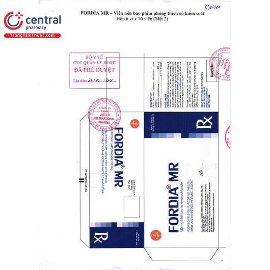 [CHÍNH HÃNG] Thuốc Fordia MR 750mg điều trị tiểu đường type 2