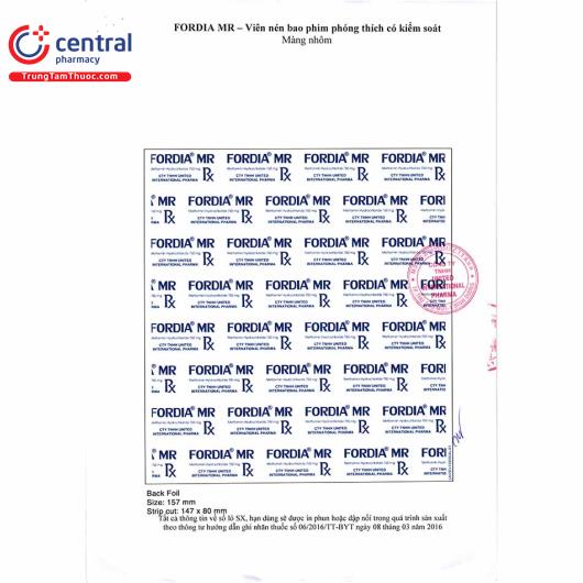 [CHÍNH HÃNG] Thuốc Fordia MR 750mg điều trị tiểu đường type 2