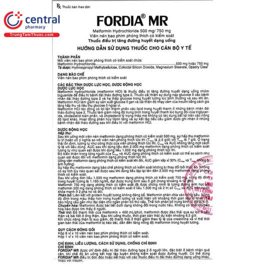 [CHÍNH HÃNG] Thuốc Fordia MR 750mg điều trị tiểu đường type 2