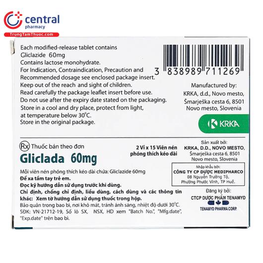 [CHÍNH HÃNG] Thuốc Gliclada 60mg điều trị tiểu đường typ II