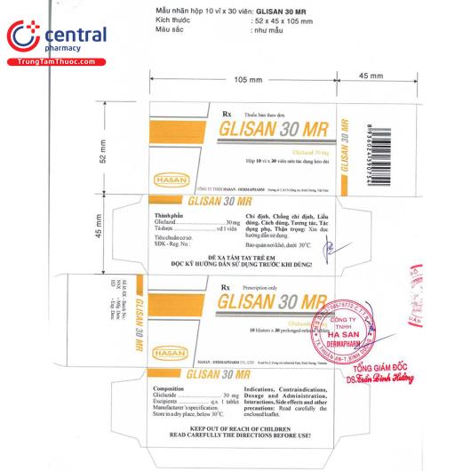 [CHÍNH HÃNG] Thuốc Glisan 30 MR - Thuốc điều trị tiểu đường