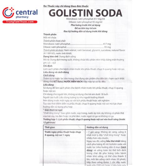 [CHÍNH HÃNG] Thuốc Golistin-Soda làm sạch ruột trước khi phẫu thuật