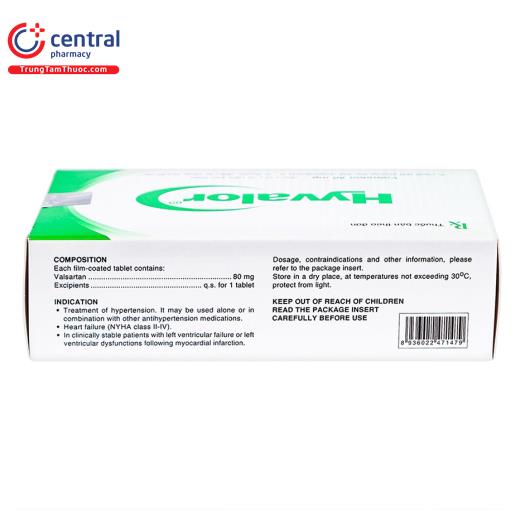 [CHÍNH HÃNG] Thuốc Hyvalor 80mg điều trị tăng huyết áp