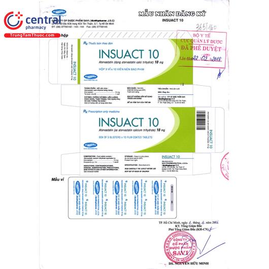[CHÍNH HÃNG] Thuốc Insuact 10mg điều trị mỡ máu cao
