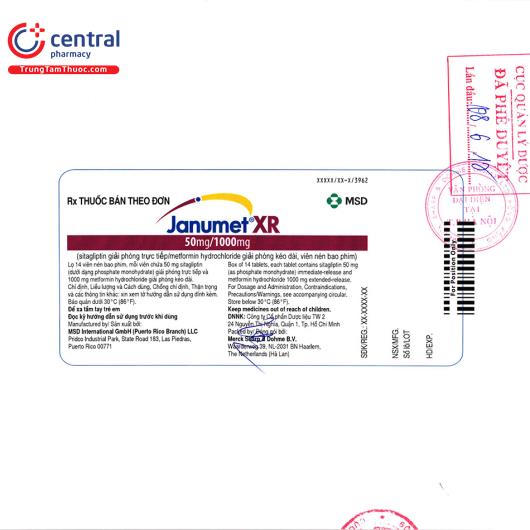 [CHÍNH HÃNG] Thuốc Janumet XR 50mg/1000mg kiểm soát đường huyết