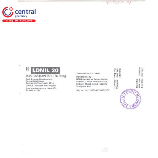 [CHÍNH HÃNG] Thuốc Ldnil 20mg giảm cholesterol máu