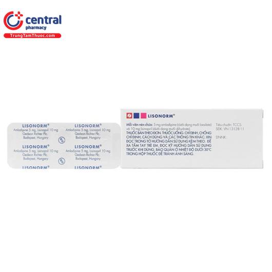 Thuốc điều trị tăng huyết áp Lisonorm 5mg/10mg (hộp 3 vỉ x 10 viên)