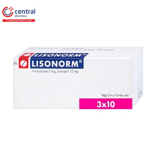 Thuốc điều trị tăng huyết áp Lisonorm 5mg/10mg (hộp 3 vỉ x 10 viên)