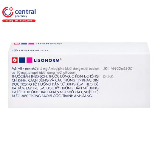 Thuốc điều trị tăng huyết áp Lisonorm 5mg/10mg (hộp 3 vỉ x 10 viên)