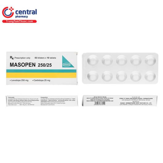 [CHÍNH HÃNG] Thuốc Masopen 250/25 điều trị triệu chứng Parkinson
