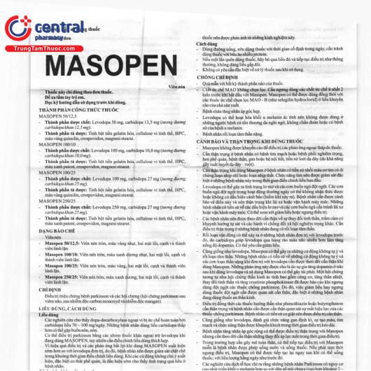 [CHÍNH HÃNG] Thuốc Masopen 250/25 điều trị triệu chứng Parkinson