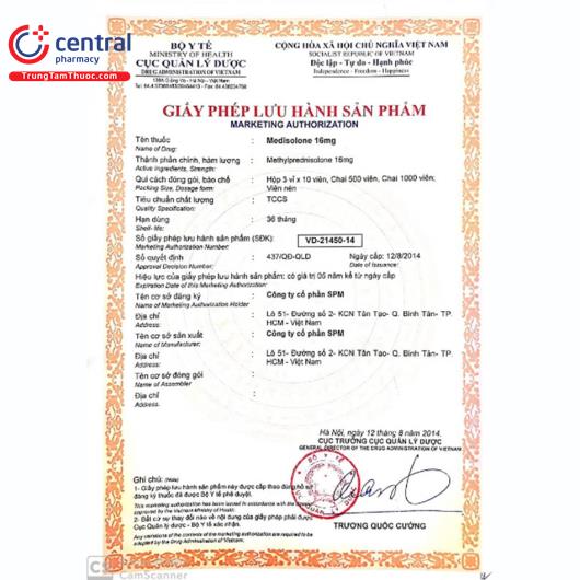 [CHÍNH HÃNG] Thuốc Medisolone 16mg điều trị tình trạng viêm hiệu quả