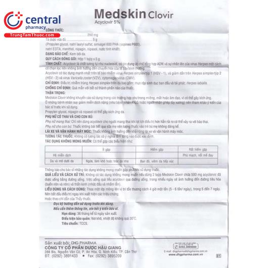 Thuốc bôi da Medskin Clovir 5g DHG điều trị mụn rụp sinh dục