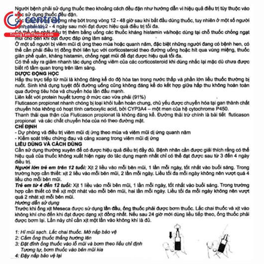 Thuốc xịt mũi Meseca: Chỉ định - Liều dùng và Giá bán