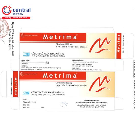 [CHÍNH HÃNG] Thuốc Metrima 100mg điều trị viêm nhiễm âm đạo