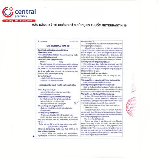 [CHÍNH HÃNG] Thuốc Meyerbastin 10 - Thuốc kháng histamin thế hệ II