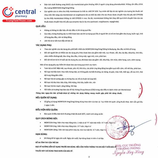 [CHÍNH HÃNG] Thuốc Montesin 5mg điều trị hen khí phế quản