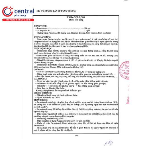 [CHÍNH HÃNG] Thuốc Paracold 500 Effervescent - giảm đau nhanh chóng