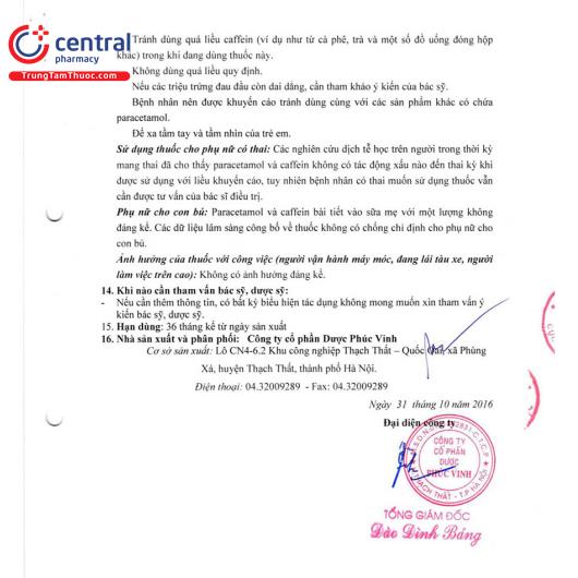 [CHÍNH HÃNG] Thuốc Phazandol Extra: Hiệu quả tức thì, giảm đau hạ sốt