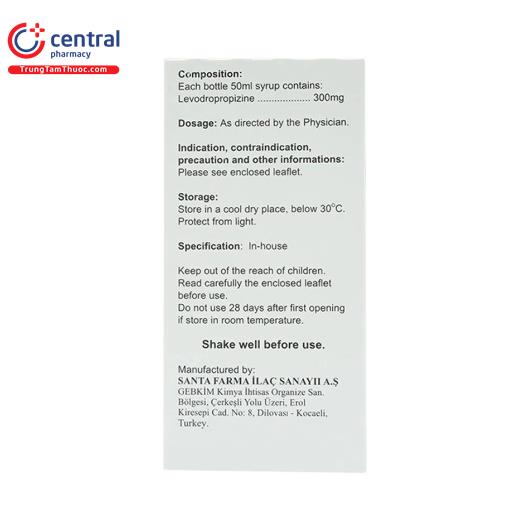 [CHÍNH HÃNG] Thuốc Pulmorest 50ml Santa giúp giảm ho hiệu quả