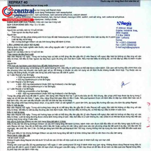 Thuốc Reprat 40mg: Chỉ định, liều dùng và lưu ý khi sử dụng